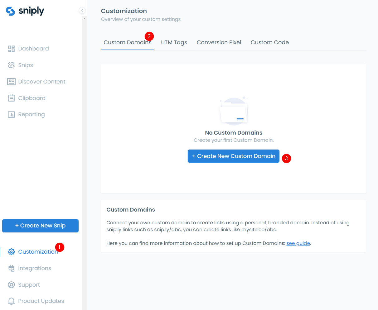 How do I create snips using my own custom domain? – Sniply